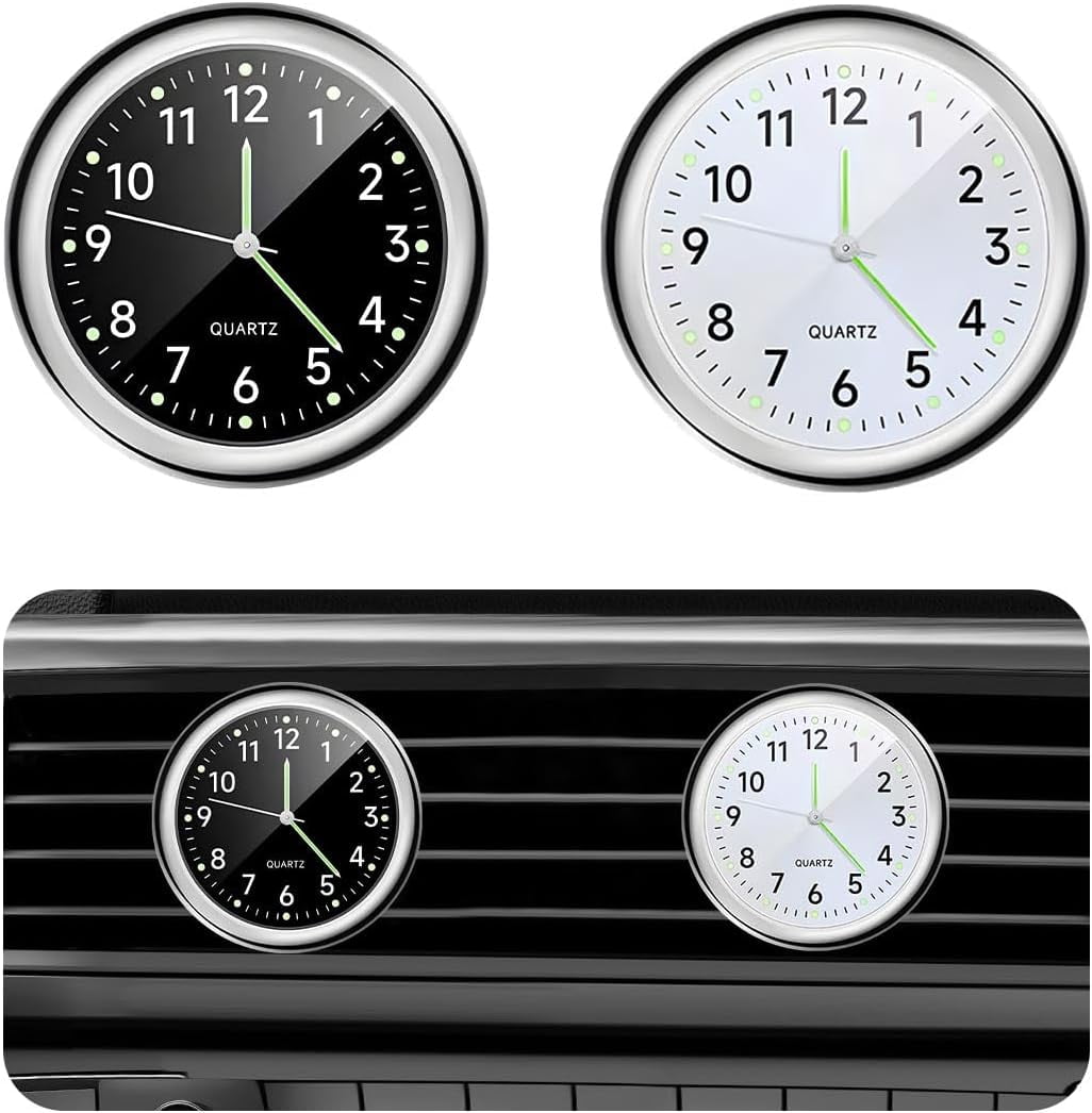 XD3-2 PCS Mini Car Clock, Round Shape Luminous Vehicle Dashboard Clock ...