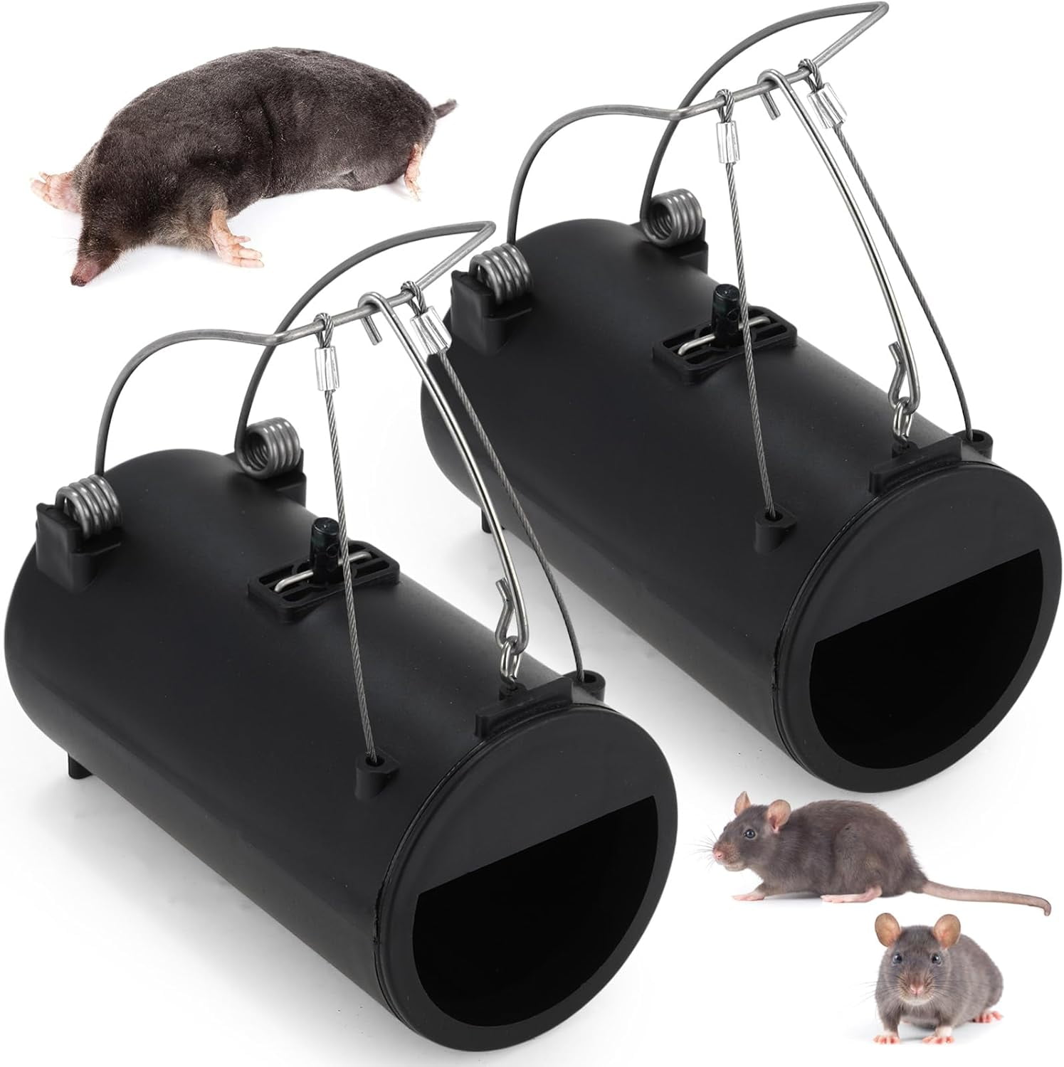 XD3-2 Pack Gopher Trap 6.7 Inch Tunnel Mole Traps Outdoor Rodent Rat ...