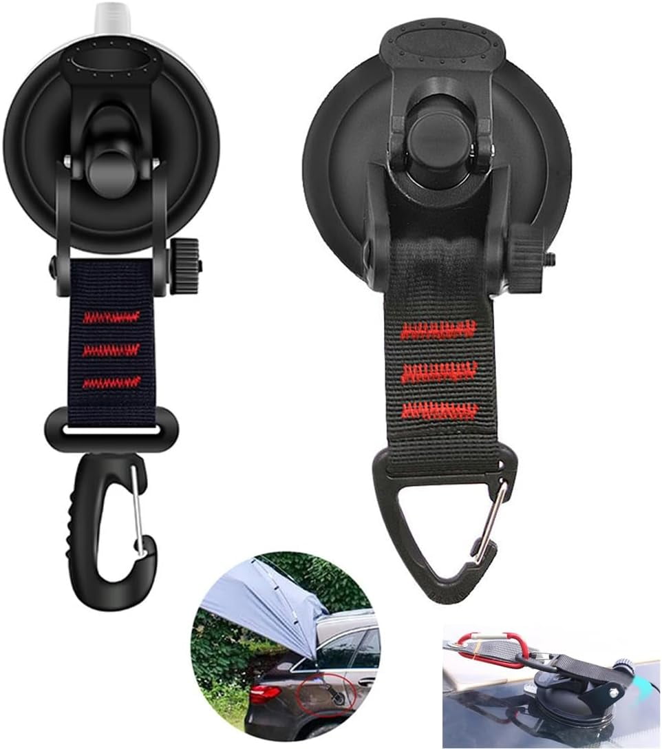 XD3-2 Pack Suction Cup Hooks Anchor Heavy Duty Camping Tie Down Hook ...