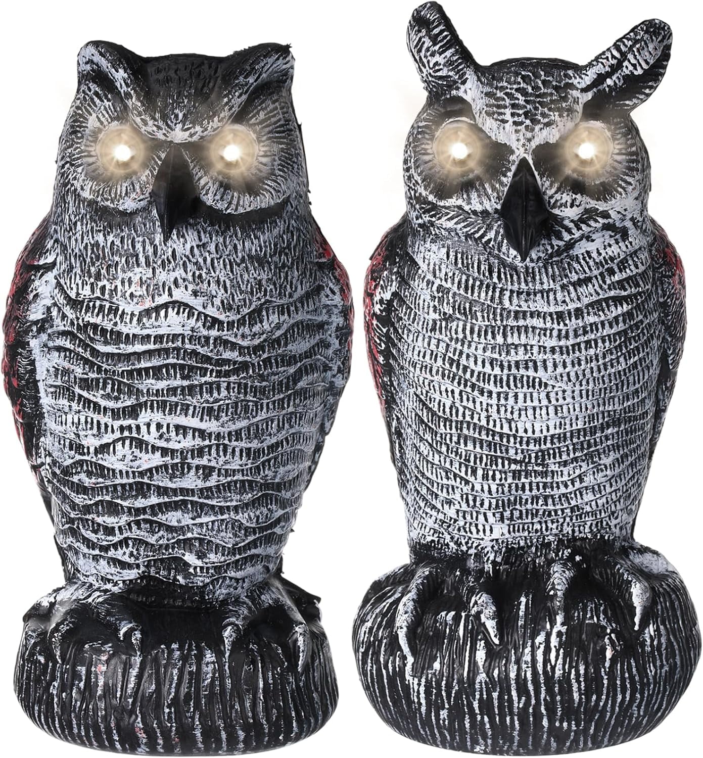 XD3-2 Pcs Fake Owl Decoys to Scare Birds Away with Sound and Glowing ...