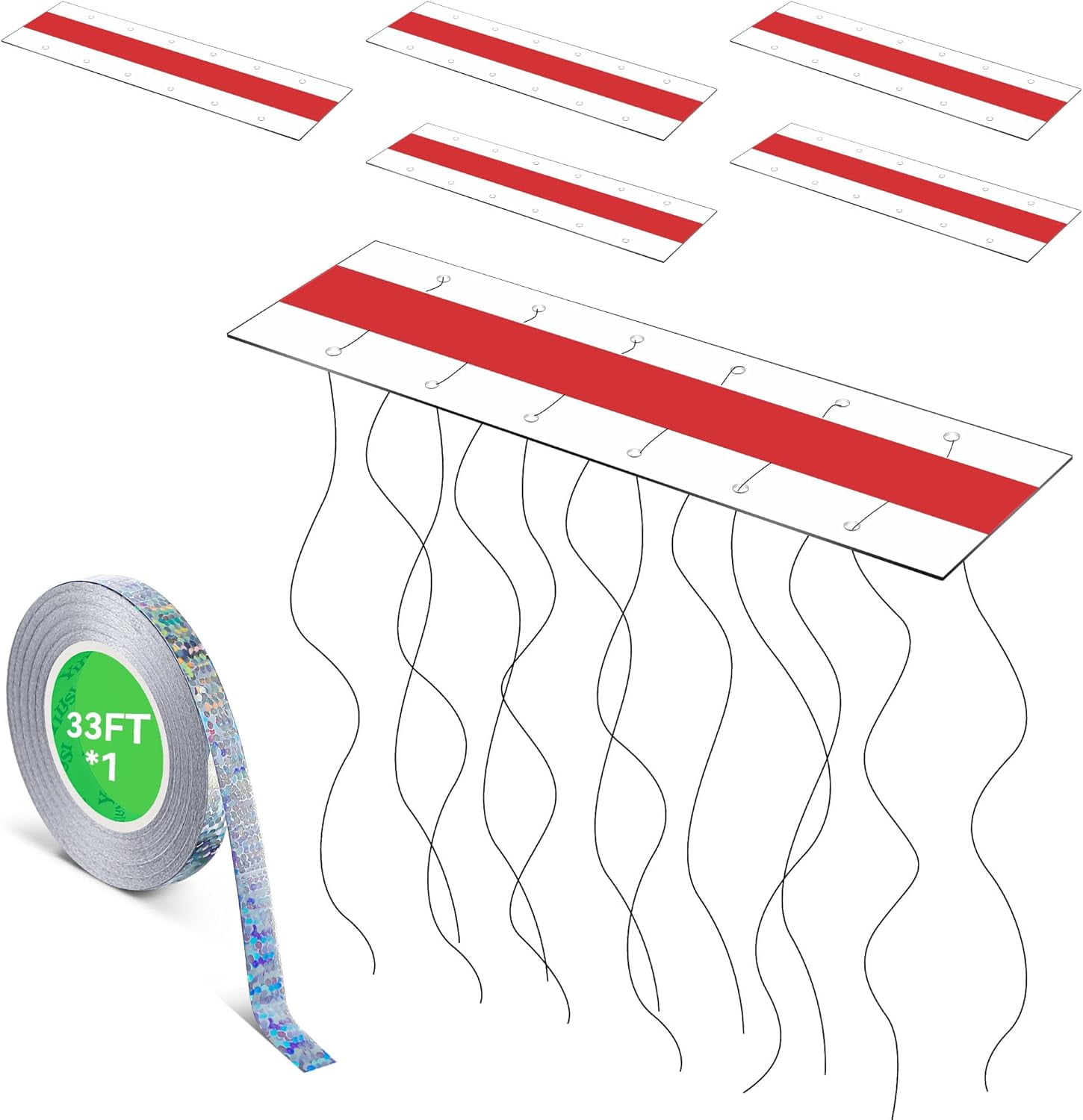 XD3-2 Pcs Swallow Shield Transparent 3"x11", Bird Scare Reflective Tape ...