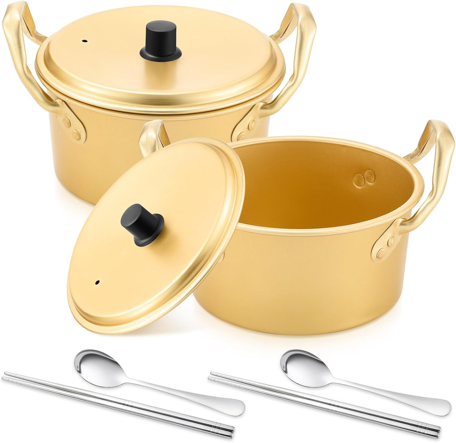 XD3-2 Set Korean Ramen Pot Kits Include 2 Ramen Cooking Pot with Lid 2 ...