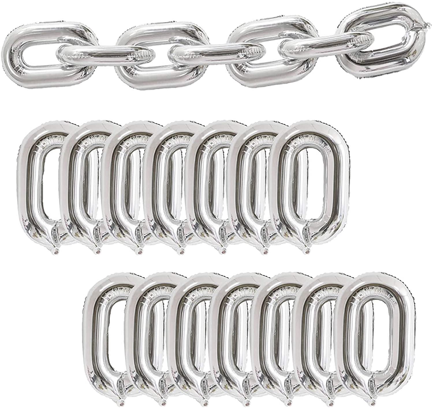 XD3-24 Pcs Chain Balloons 16 Inch Silver Links Balloons Mylar Foil 80s ...