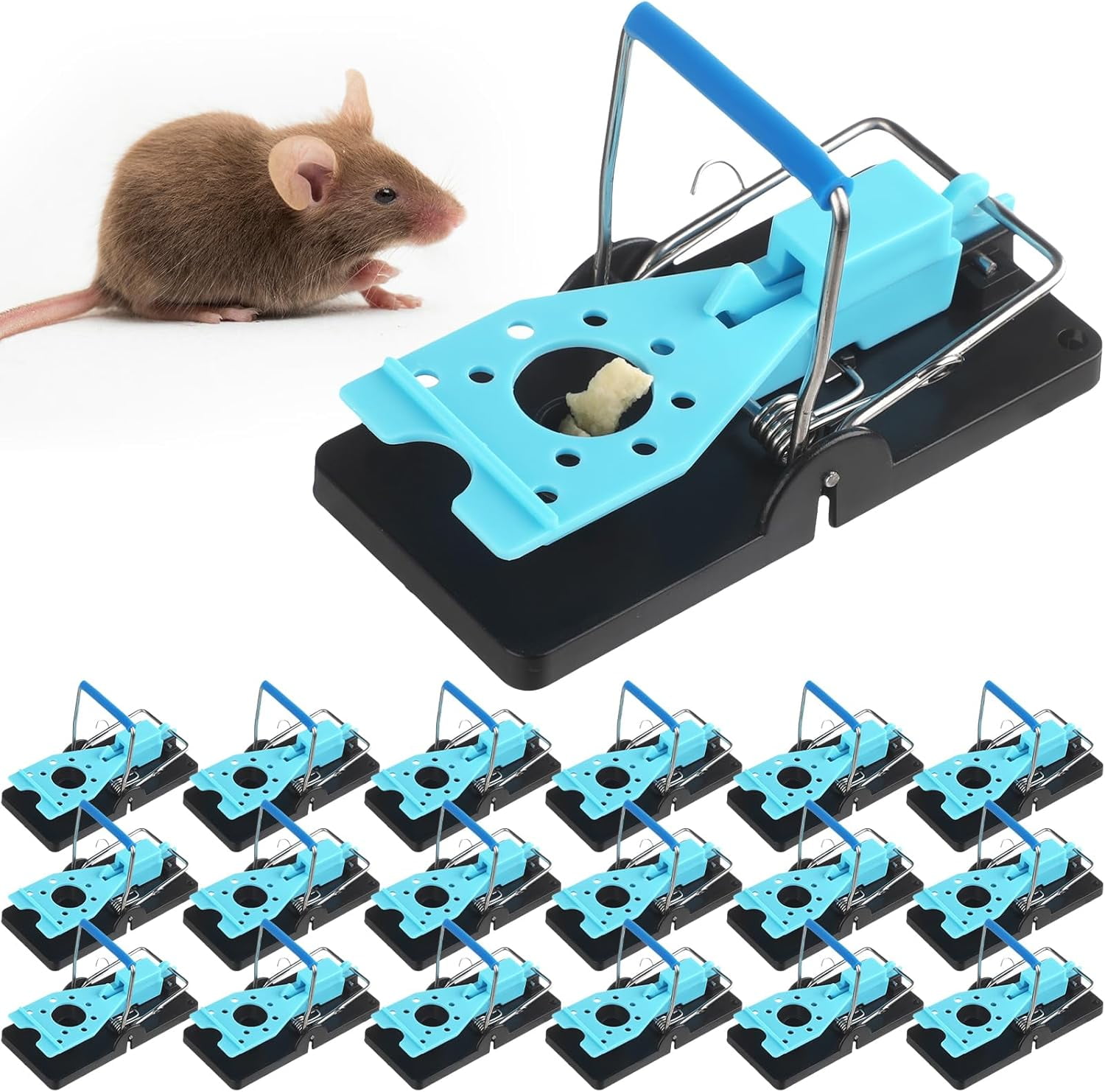 XD3-24 Pcs Mouse Traps Plastic Mice Trap House with Blue Detachable ...