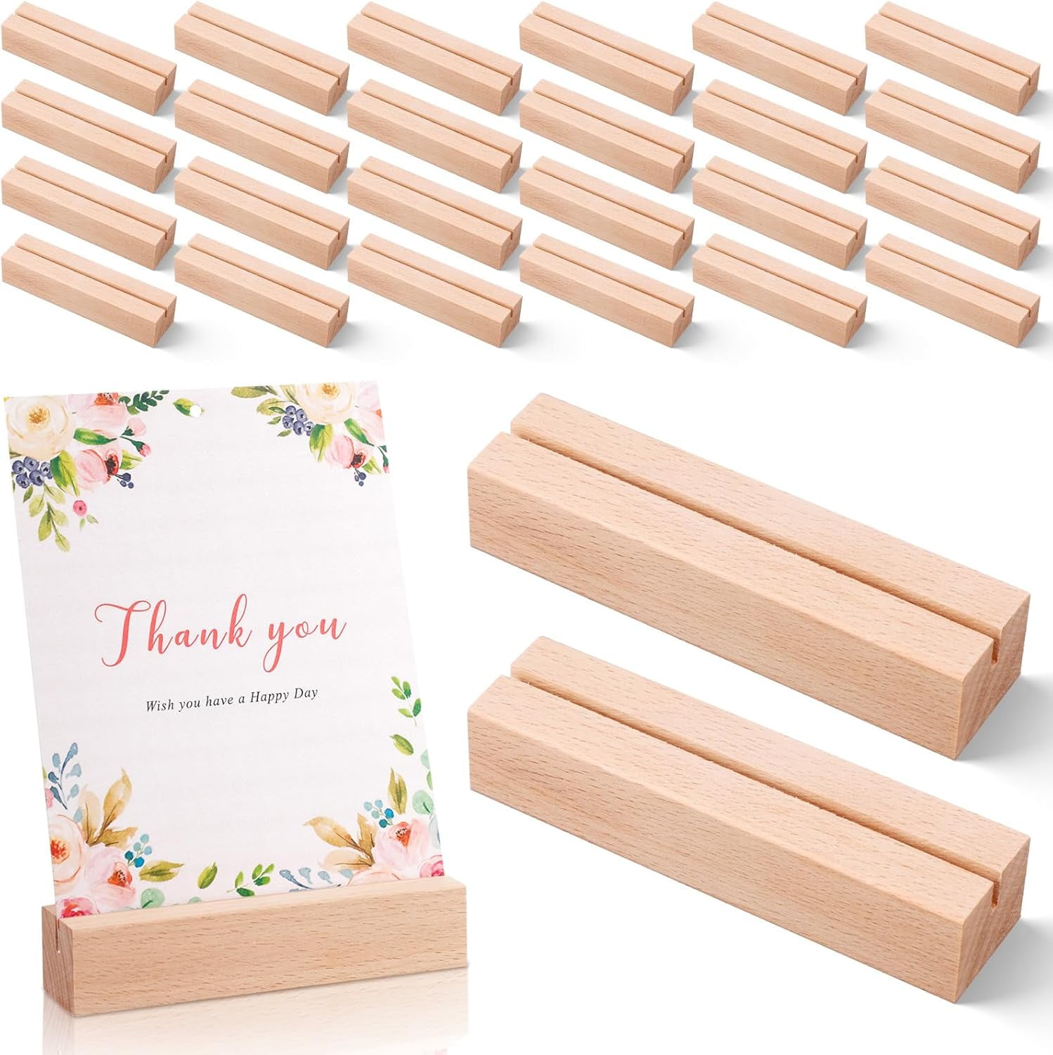 XD3-24 Pcs Wooden Place Card Holders 4.8'' x 1.2'' x 1'' Table Number ...