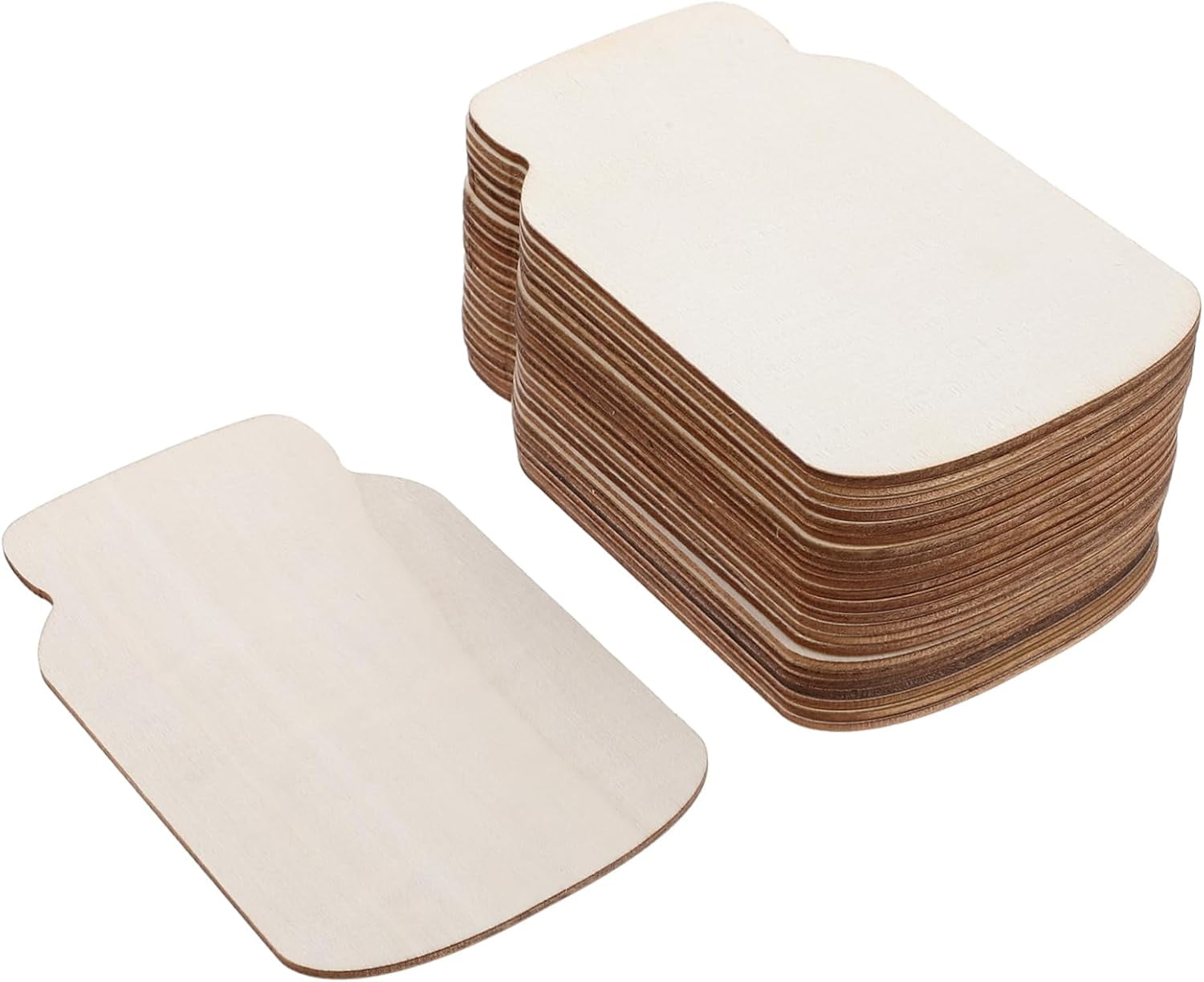 XD3-24pcs Craft Blanks Mason Jar Shape Slices Wooden Mason Jar Cutout Door Signs Wooden Label ...
