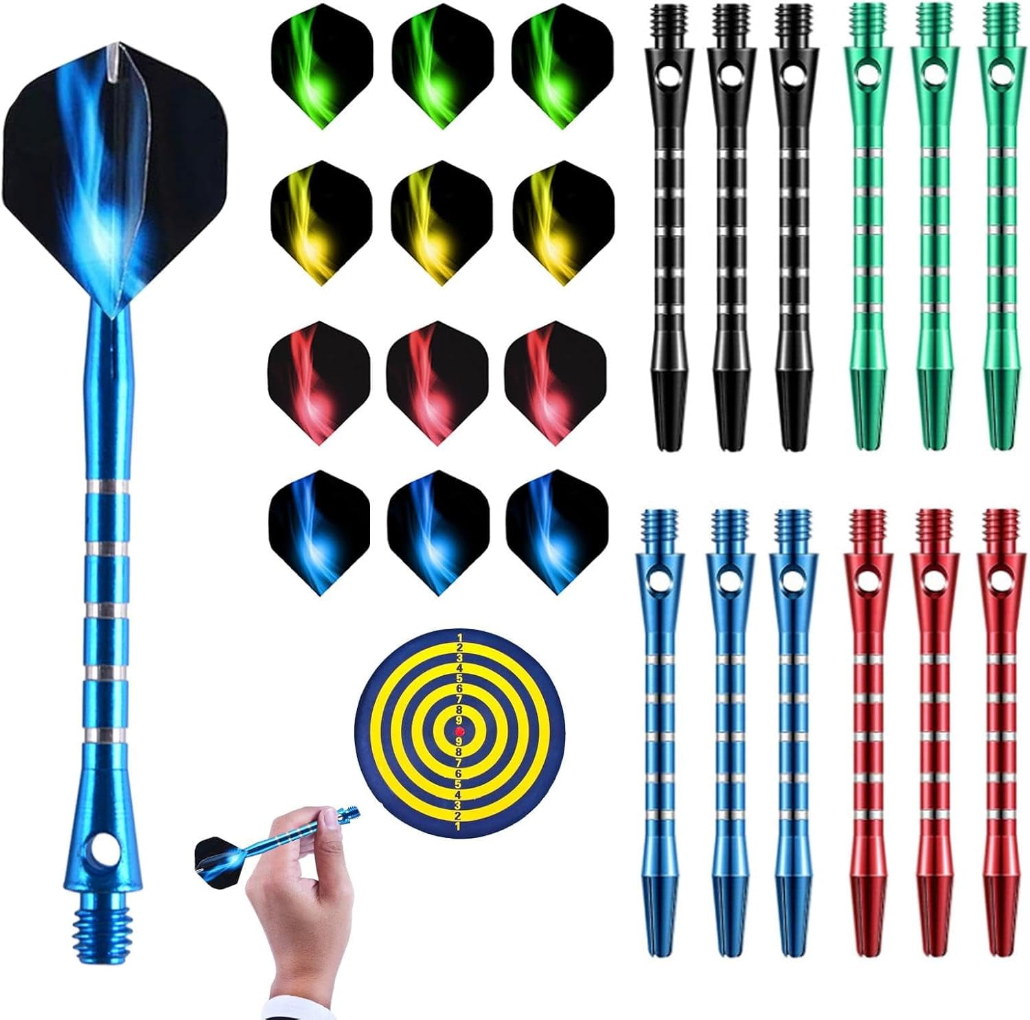 XD3-24pcs Dart Shafts Aluminum Dart Shaft Universal Metal Darts Stem Medium Darts Shafts Flights ...