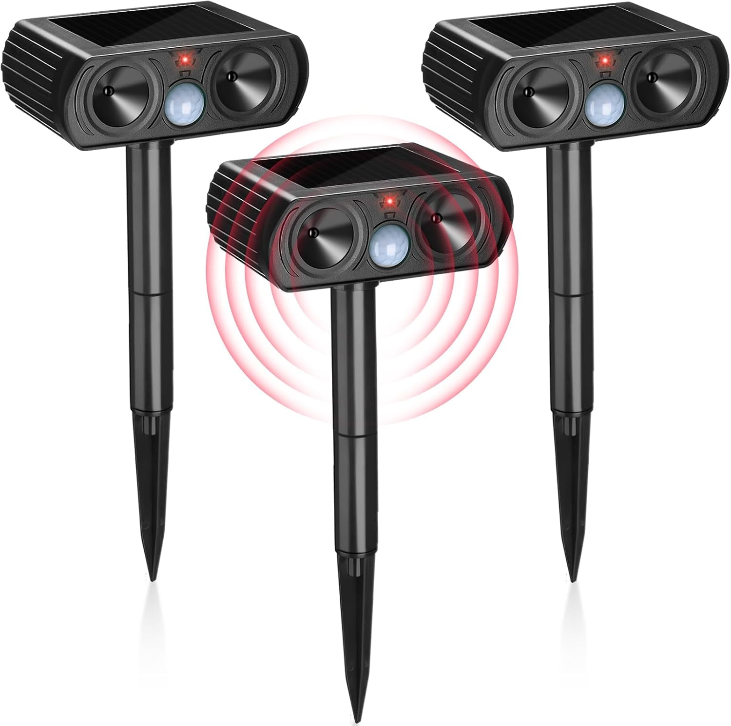 XD3-3 Pack Ultrasonic Solar Animal Repeller Outdoor Waterproof Cat ...