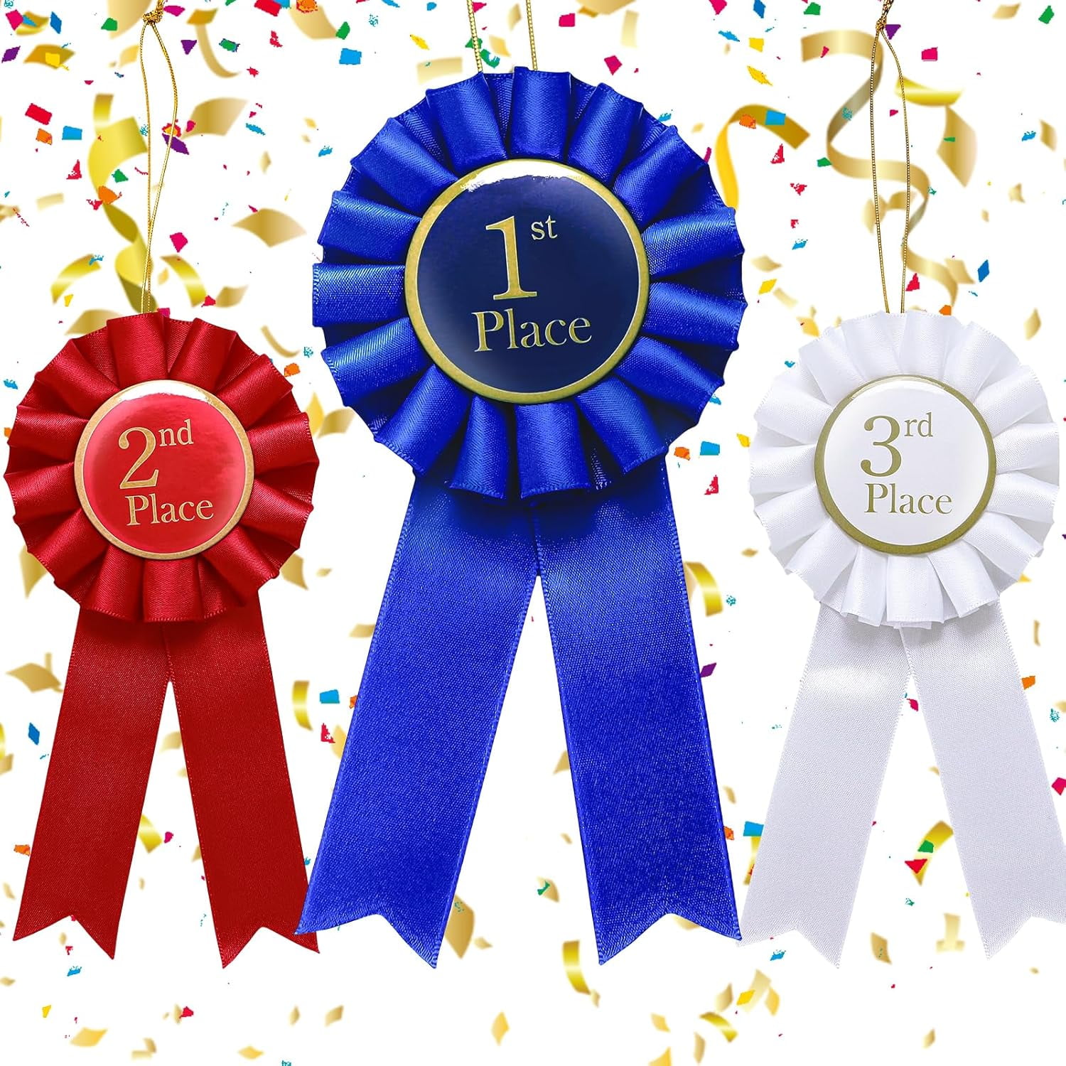 XD3-3 Pieces Award Ribbon Set, Rosette Ribbon Prize Ribbon 1st 2nd 3rd ...