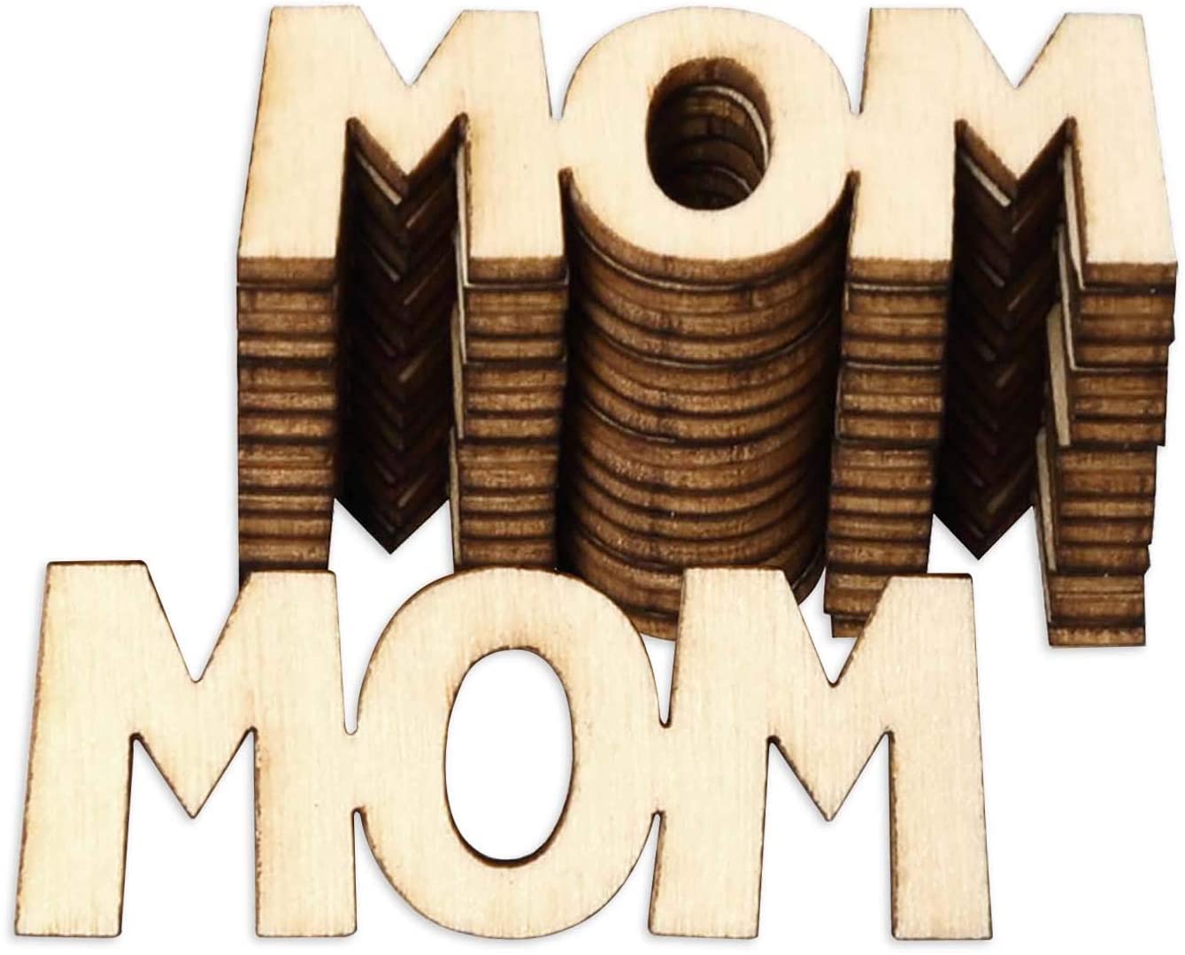 XD3-30 Pcs Little MOM Wood Crafts DIY Cutout Wooden Slices ...
