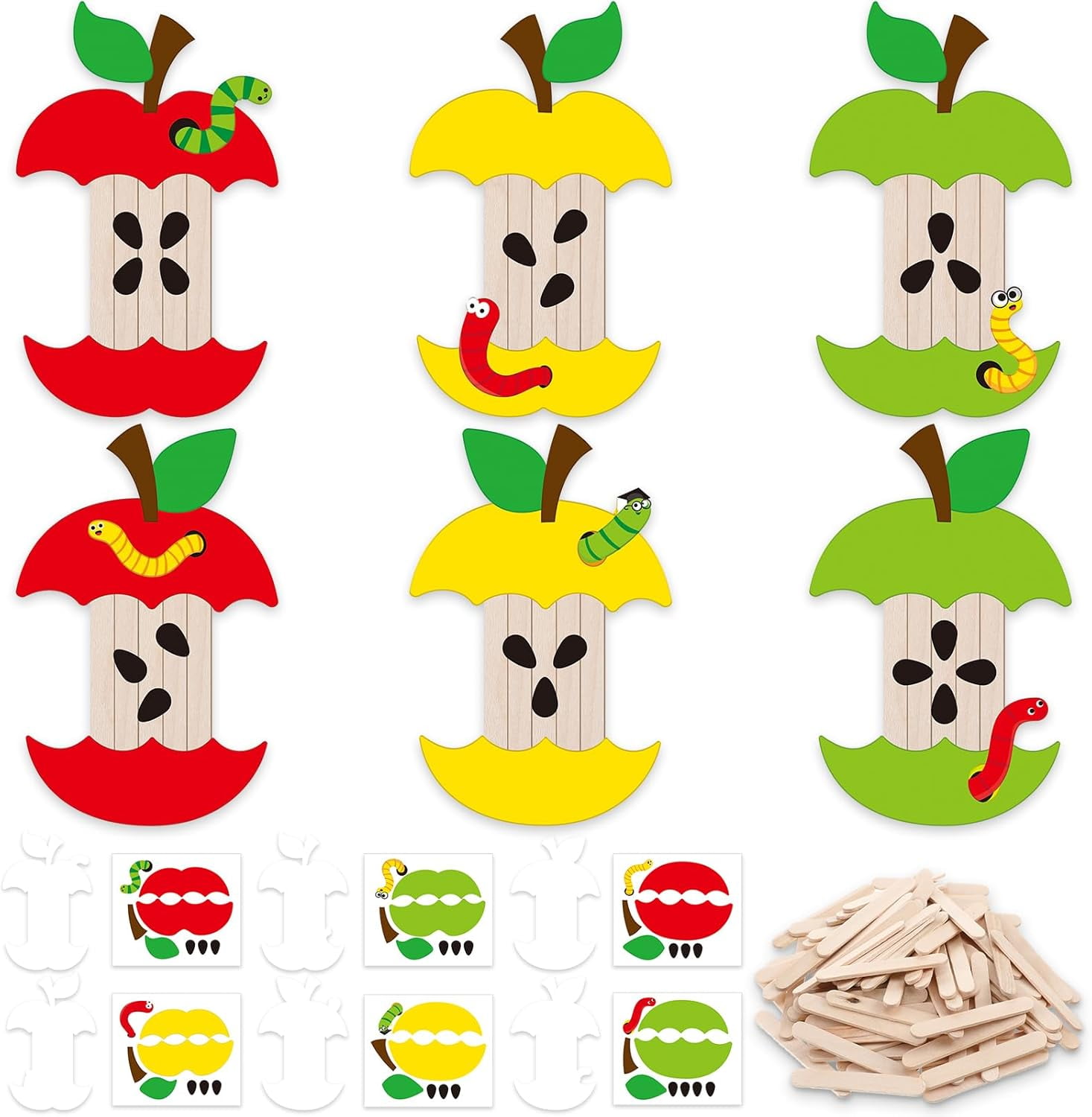 XD3-30 Set Apple Core Craft Kit for Kids Apple Stick Magnet Craft DIY ...