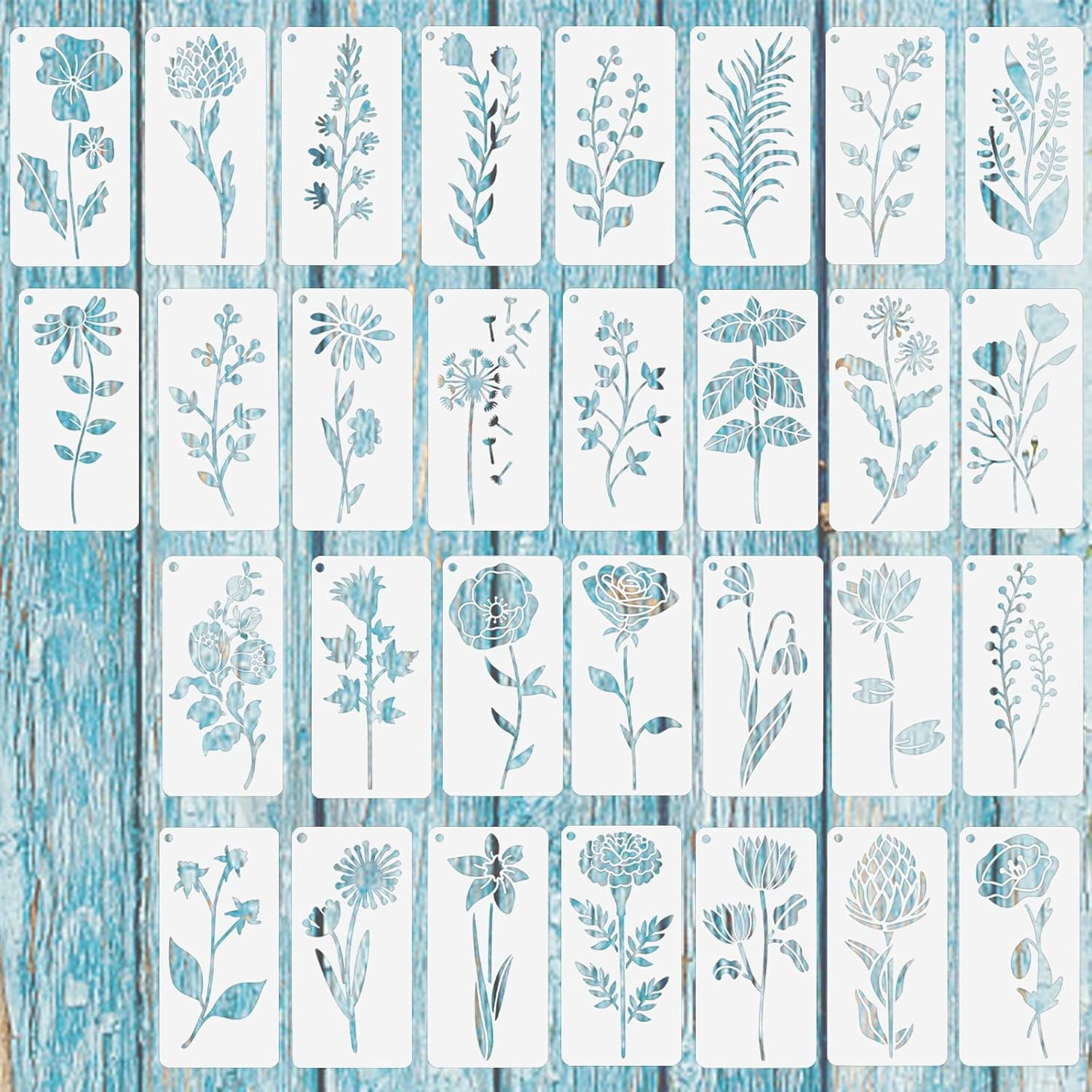 XD3-30PCS Flower Stencils for Crafts, Reusable Paint Art Stencils for ...