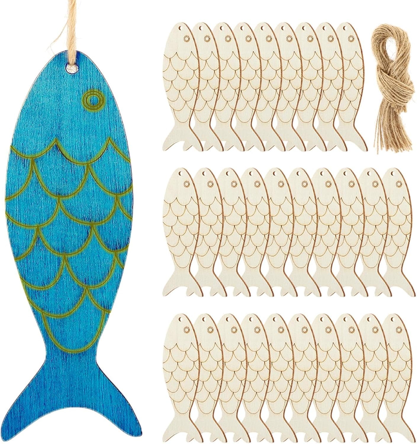 XD3-30pcs Wood Fish Cutouts Unfinished Fish Shaped Wood Cut Out for ...