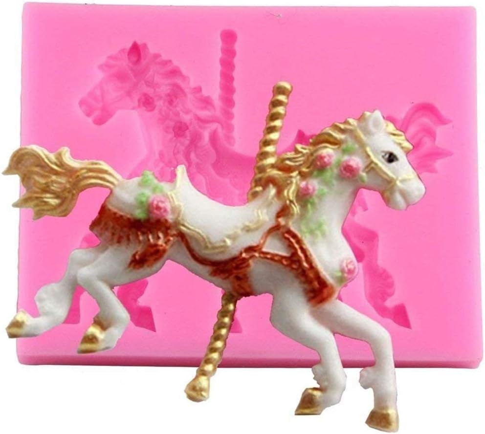 XD3-3D Carousel Horse, Silicone Fondant Cake, Cake Decorating for ...
