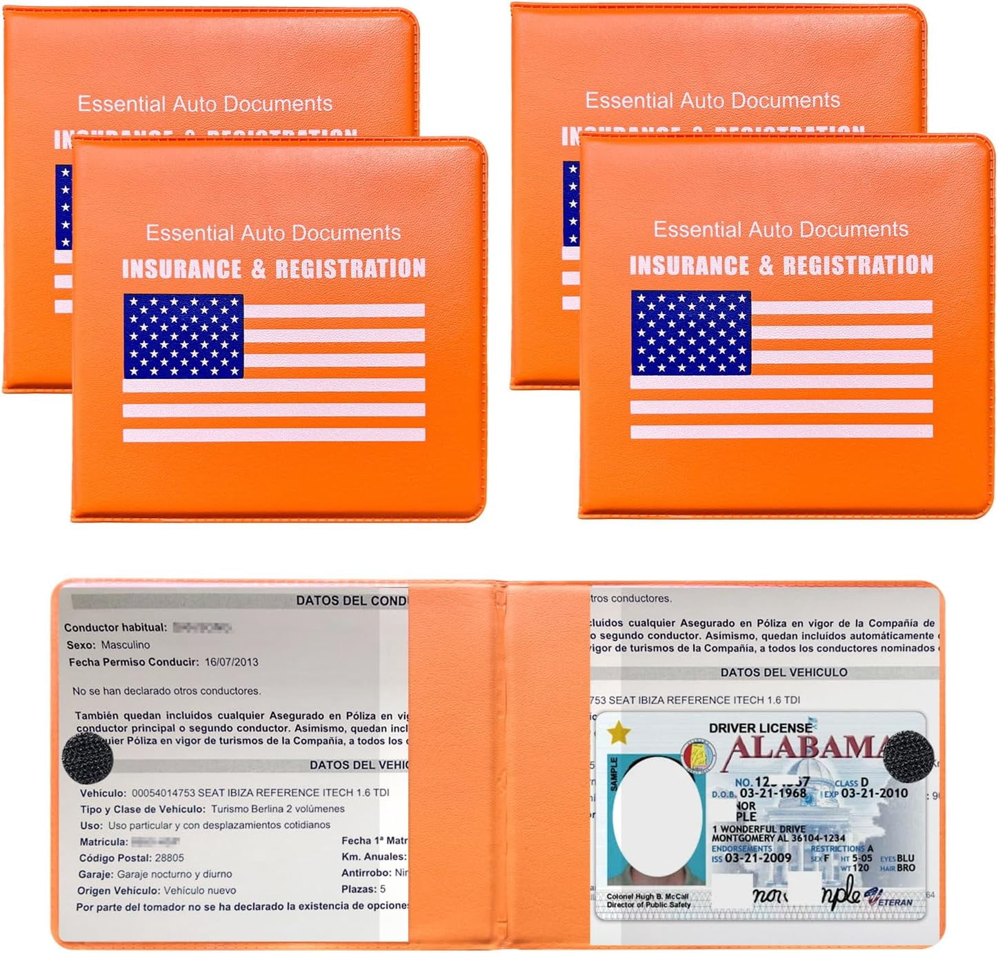 XD3-4 PCS Car Registration Insurance Holder, Auto Card and Document ...