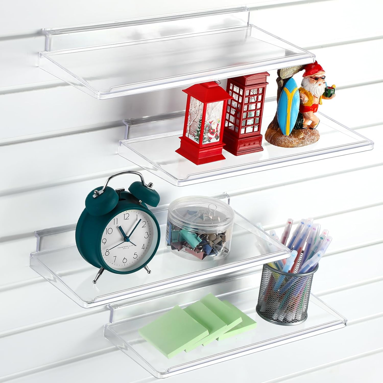 XD3-4 Pack Slatwall Shelves, 14.5 x 5.9 Inch Plastic Clear Panel ...