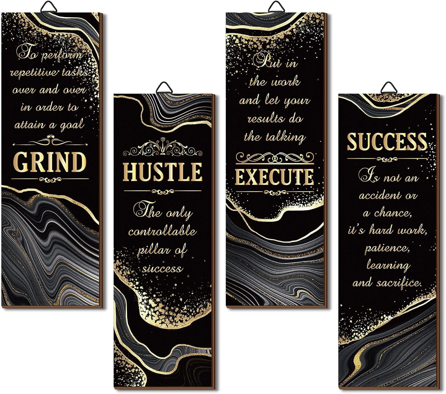 XD3-4 Pcs Inspirational Office Wall Decor Motivational Rustic Wall Art ...