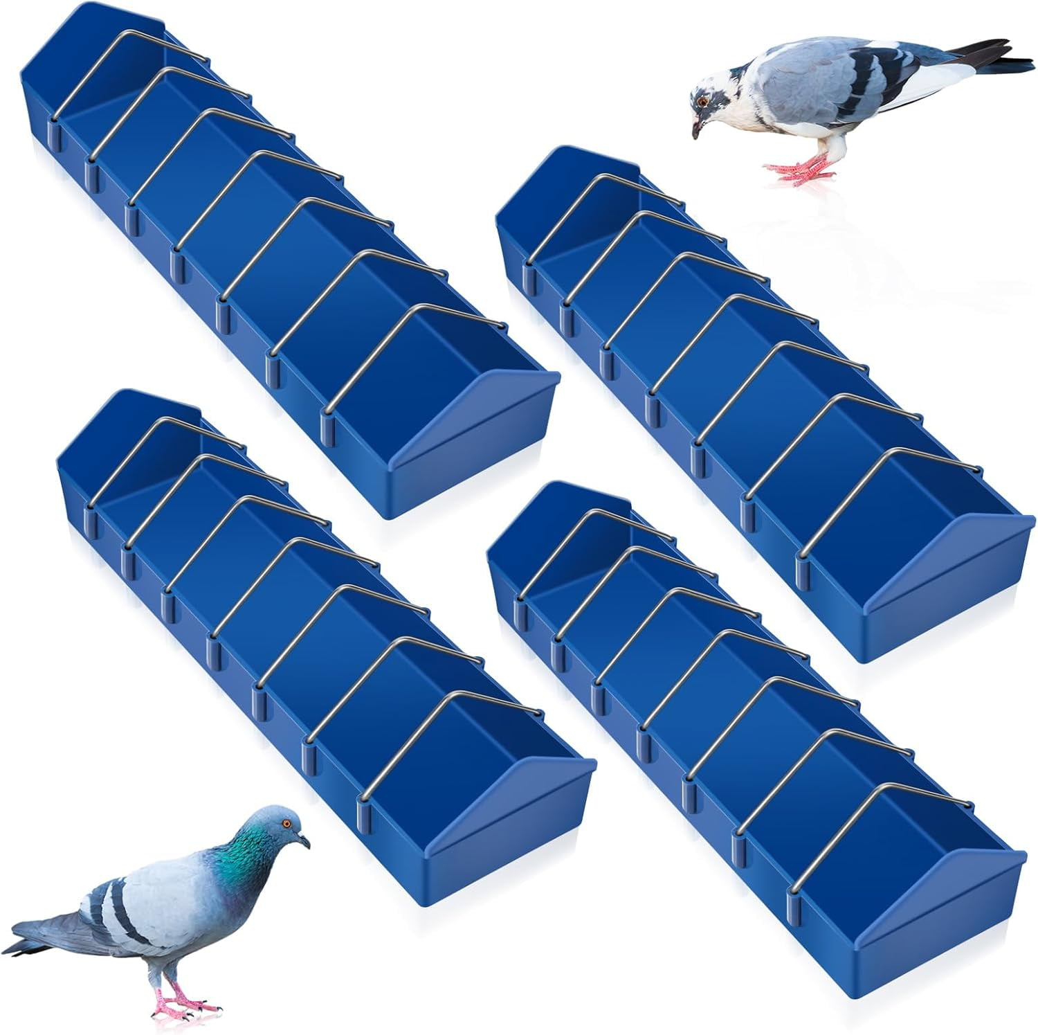 XD3-4 Pcs Pigeon Feeder Bird Dispenser Slot Container Poultry Food Dish ...