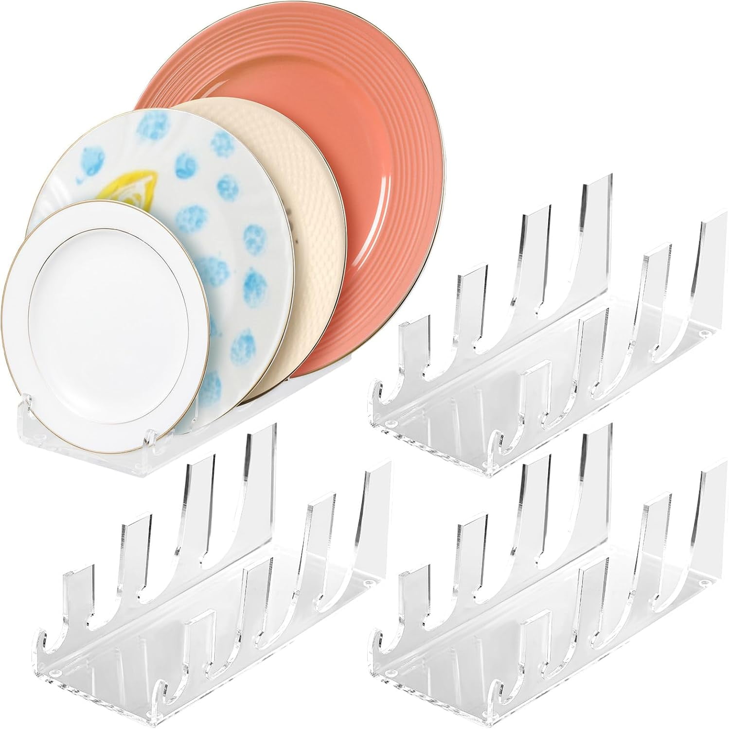 XD3-4 Pcs Plate Dinnerware Display Stand Acrylic Clear Plate Stand ...
