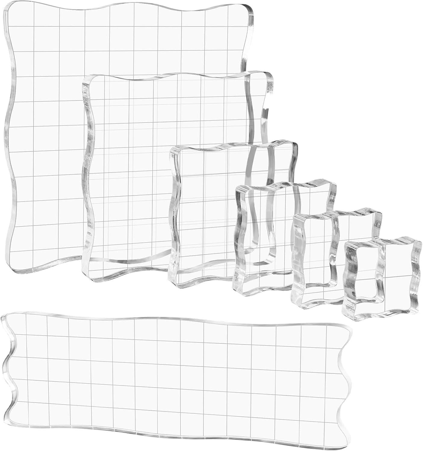 XD3-5 Pieces Acrylic Stamp Block Clear Stamping Tools Set with Grid ...