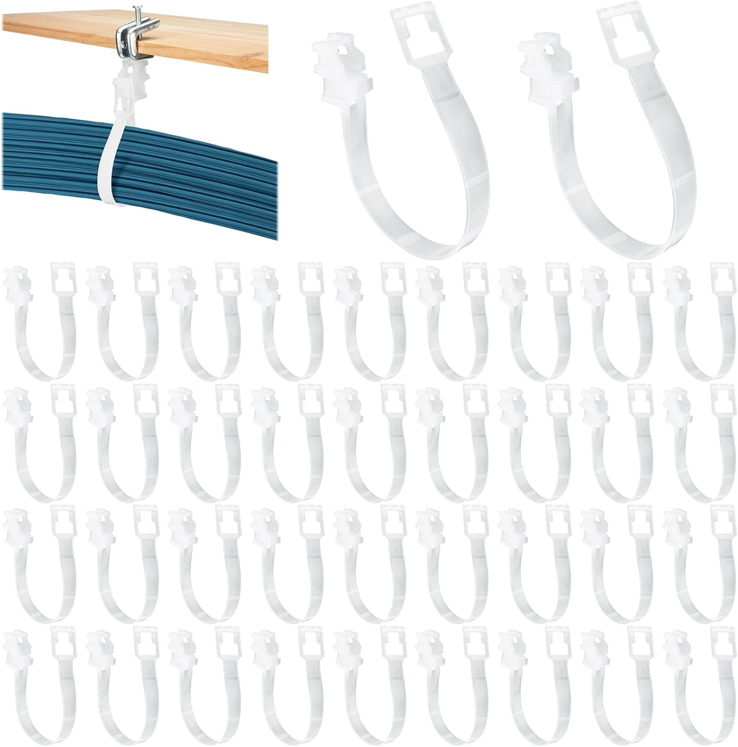 XD3-50 Pcs 2" Loop Cable Hangers, UV Rated Loop Cable Rings Hooks ...
