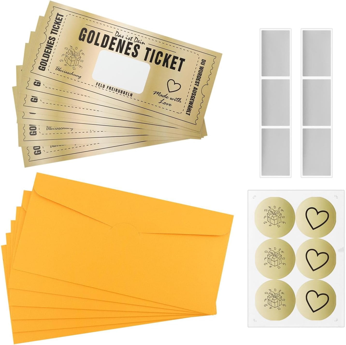 XD3-6 Sets Golden Ticket Scratch-off Cards with Envelopes, Scratch ...