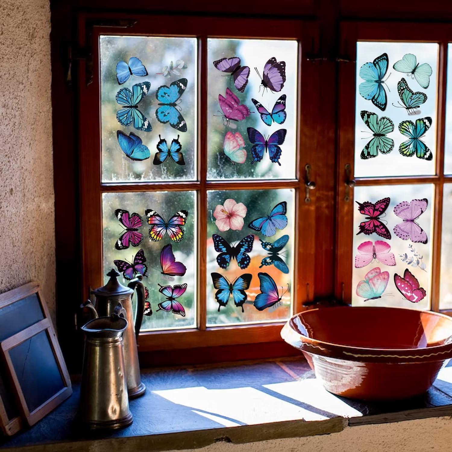 XD3-6 Sheets Cute Chickens Static Window Decals Farm Rooster Hens ...