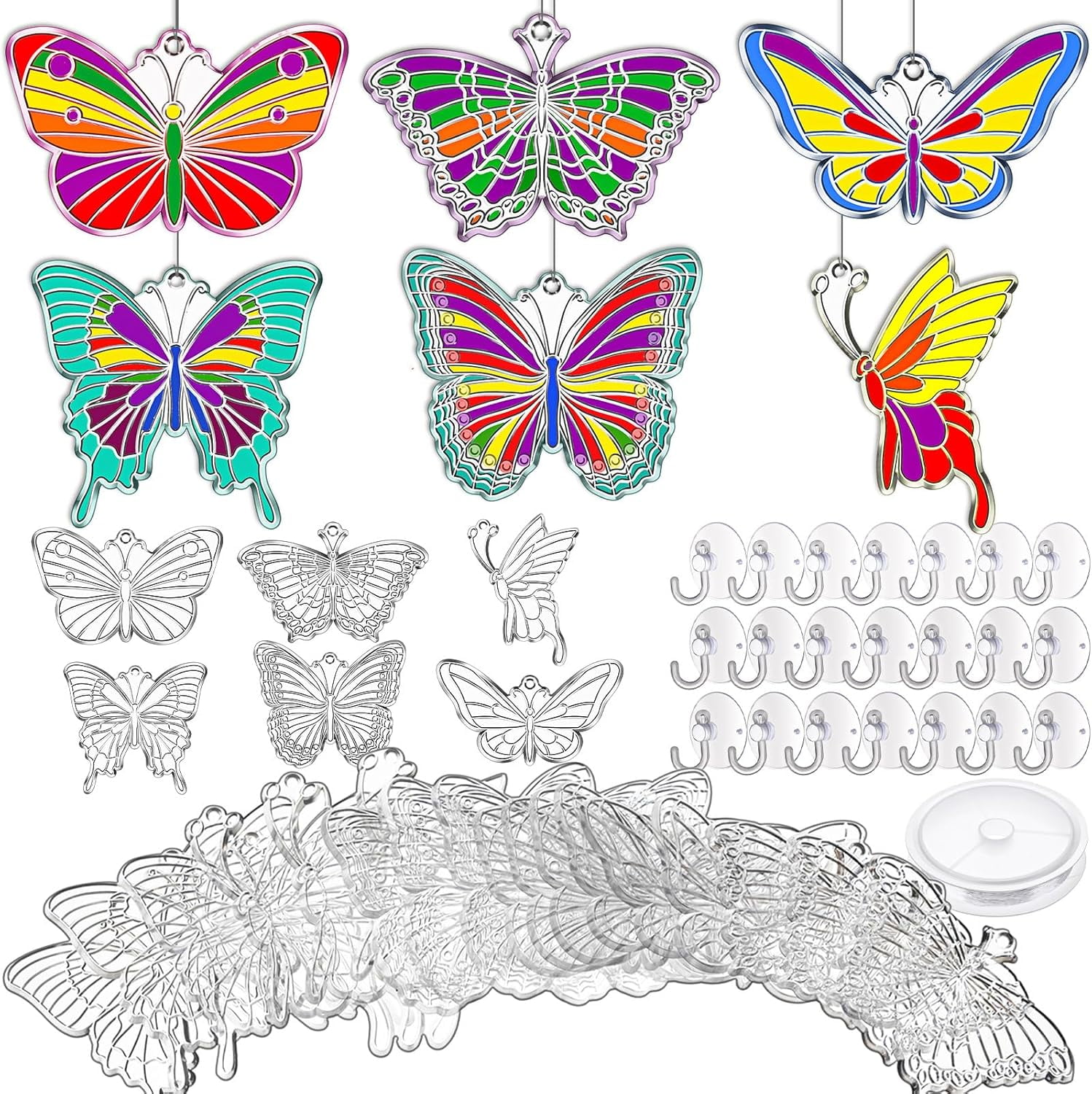 XD3-60 Sets Butterfly Suncatchers Kits DIY Window Suncatcher Paint ...