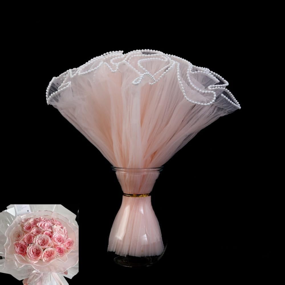 XD3-9 Yard Bouquet Wrapping Paper Pearl Wrinkled Wavy Net Yarn Flower ...