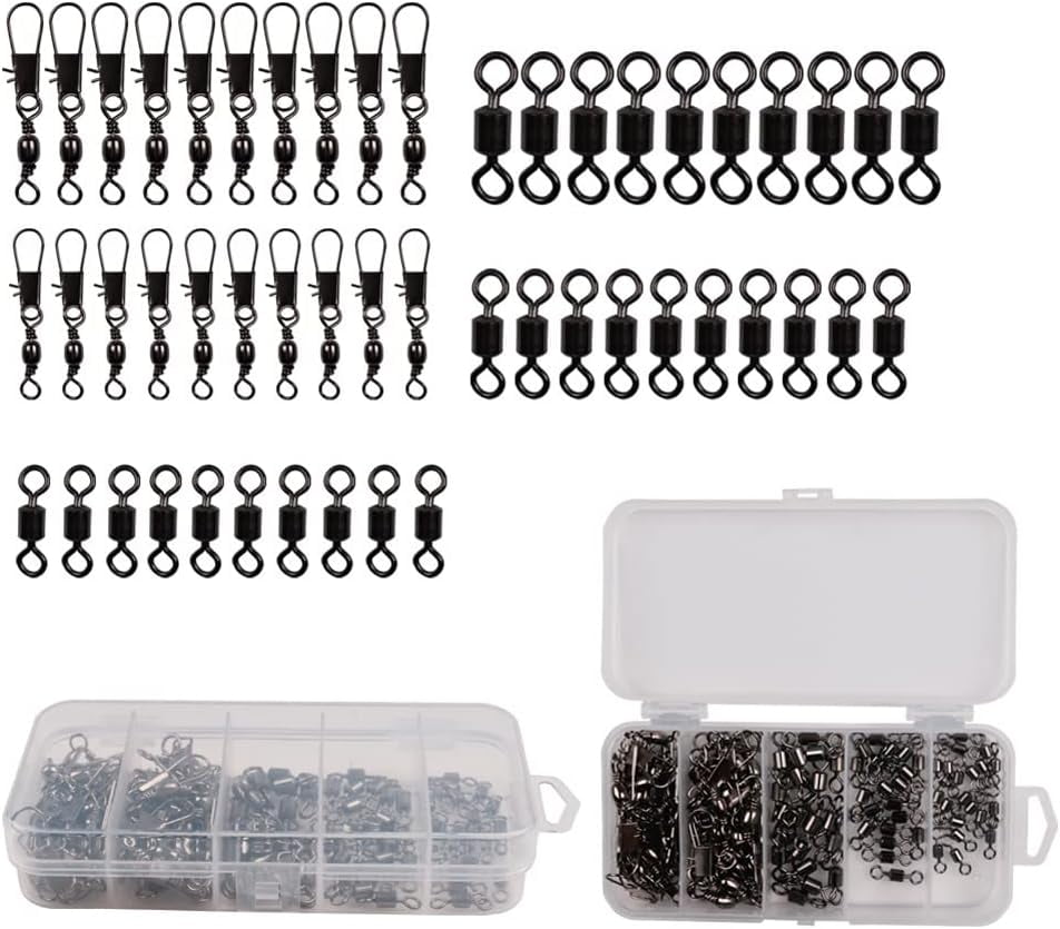 XD3-A Set of Fishing Swivels Snap and Rolling Barrel Stainless Steel 5 ...