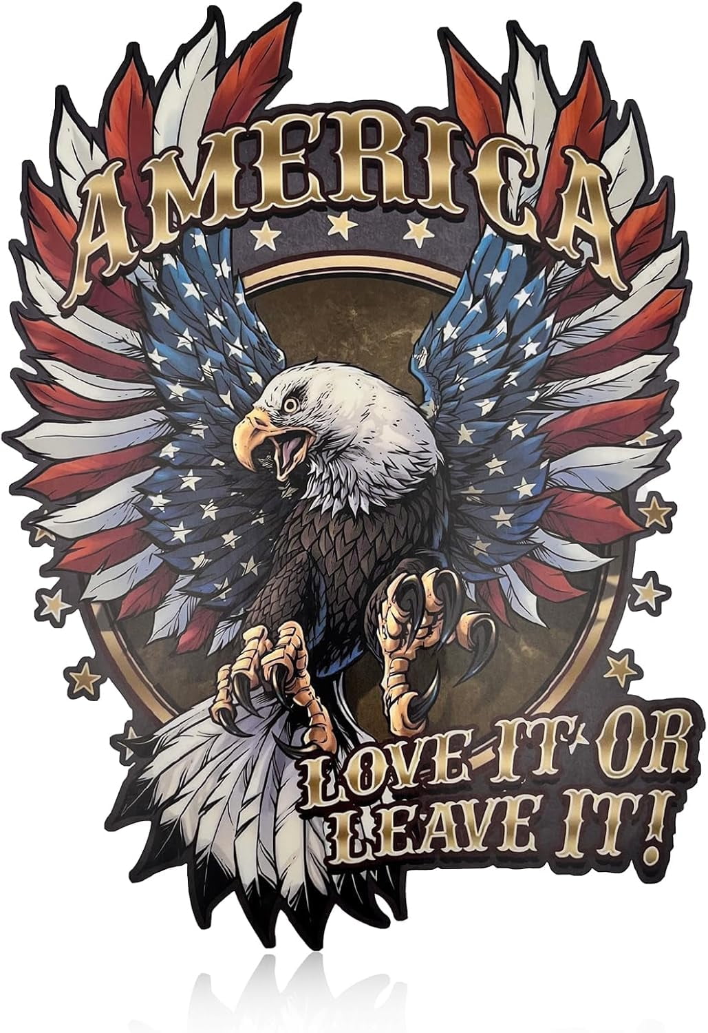 XD3-American Flag Sticker, 12"×8" Waterproof PVC Bald Eagle Decals ...