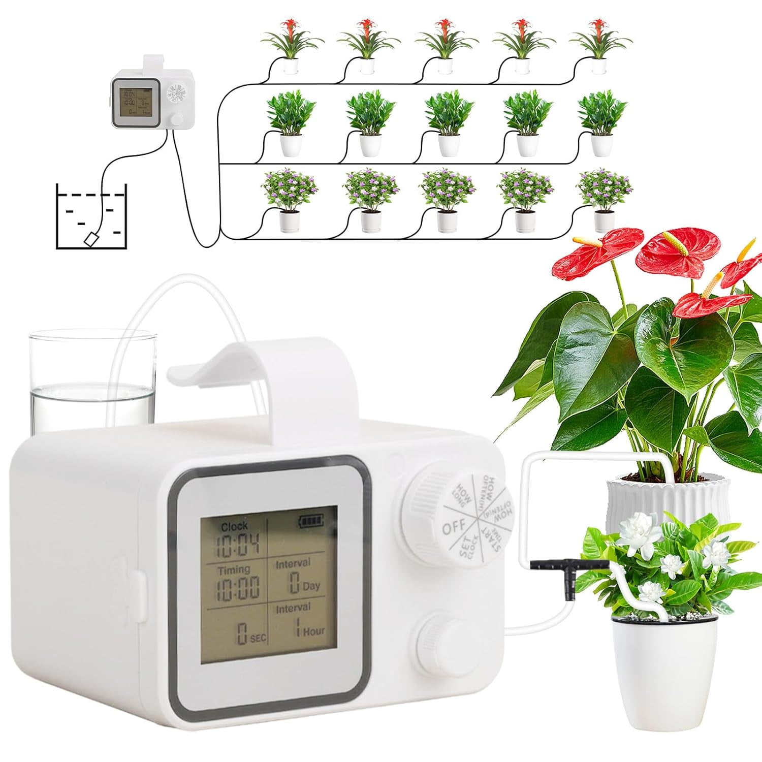 XD3-Automatic Watering System for 15 Potted Plants, Automatic Drip ...