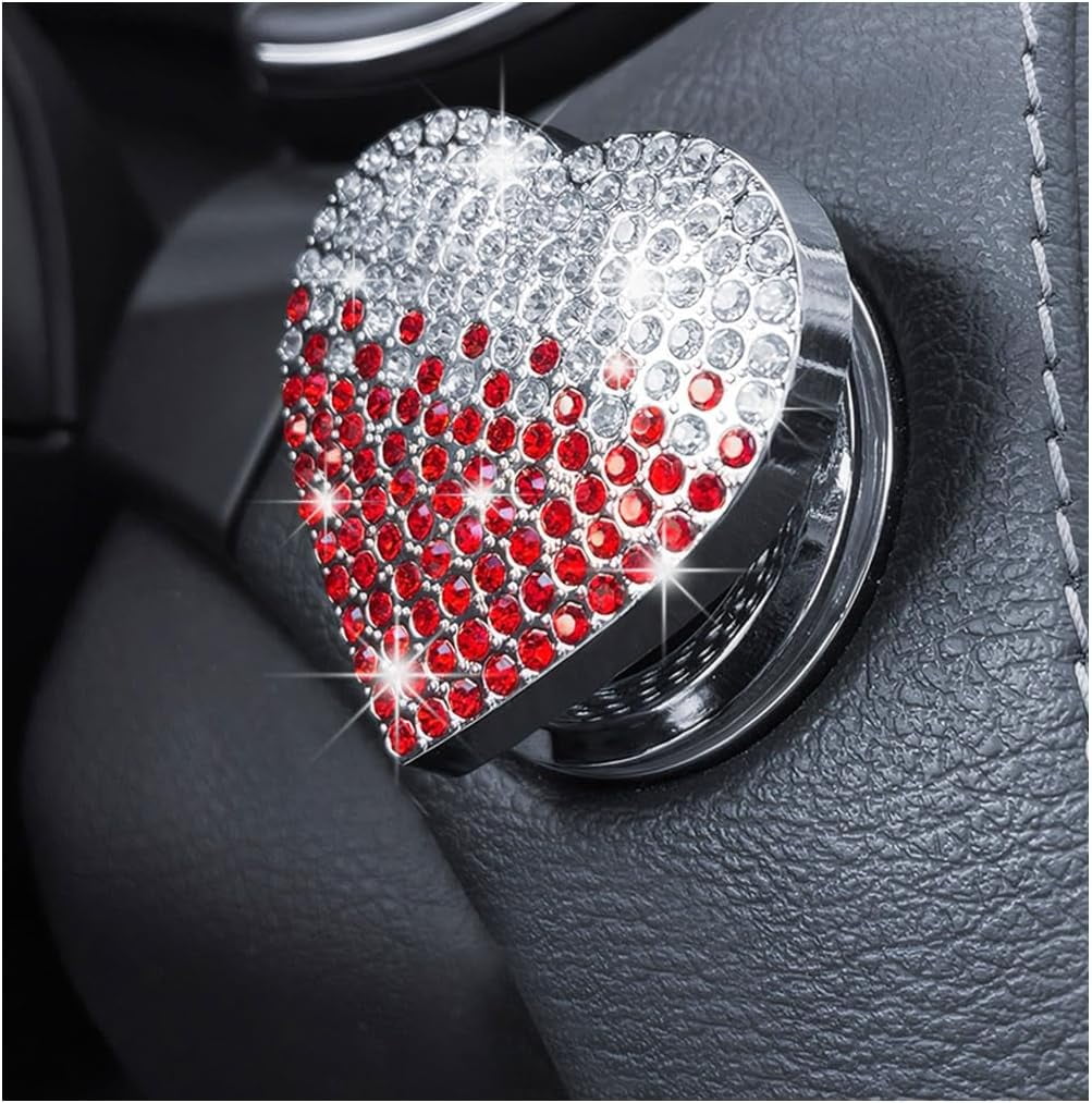 XD3-Bling Car Engine Start Button Cover, Cute Heart Shape Rhinestone ...