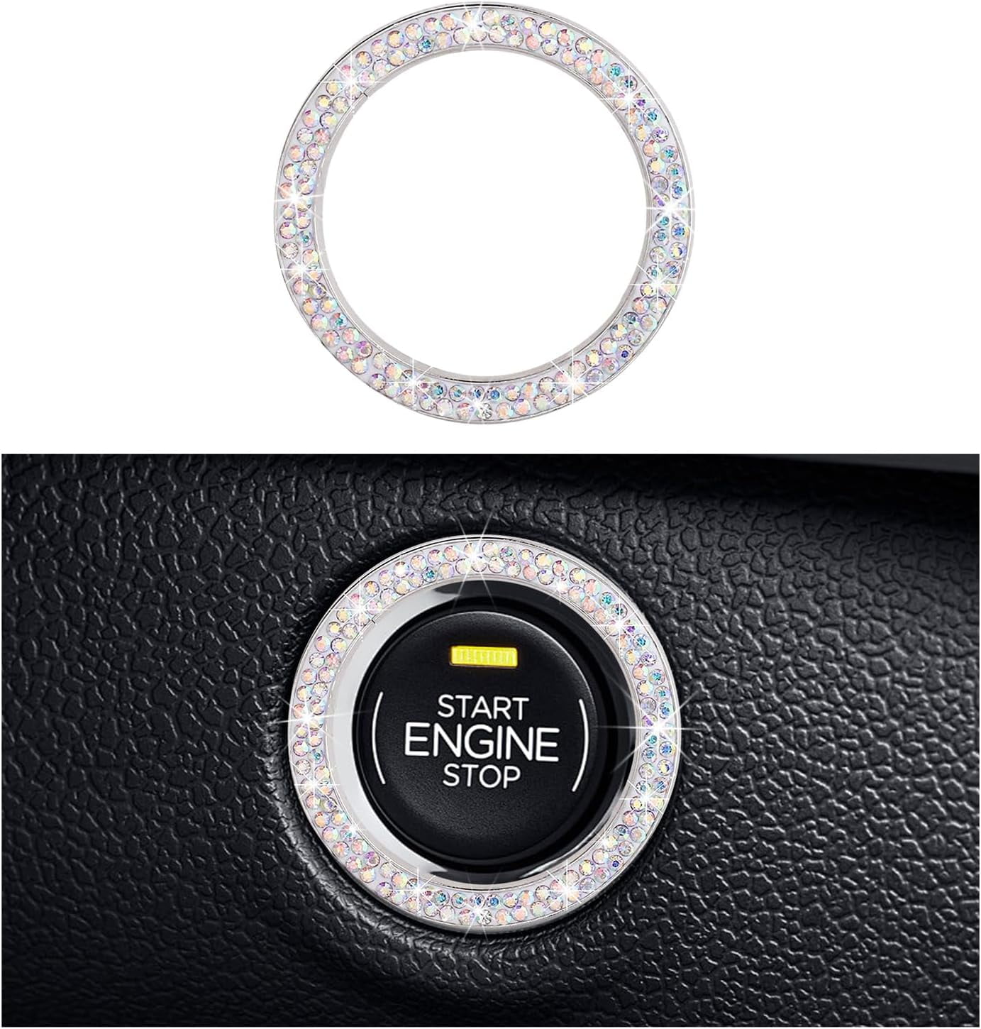 XD3-Car Bling Engine Start Ring Decal, Sparkling Crystal Rhinestone ...
