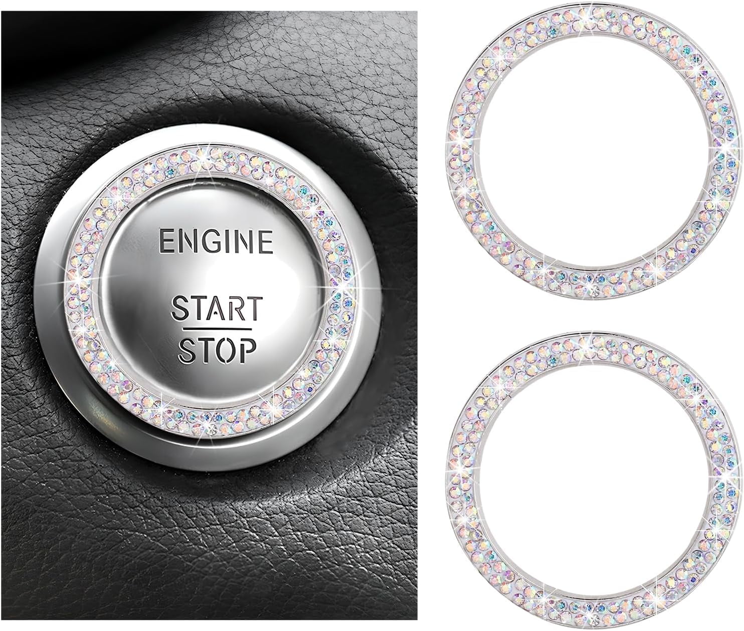 XD3-Car Bling Engine Start Ring Decal, Sparkling Rhinestone Vehicle ...