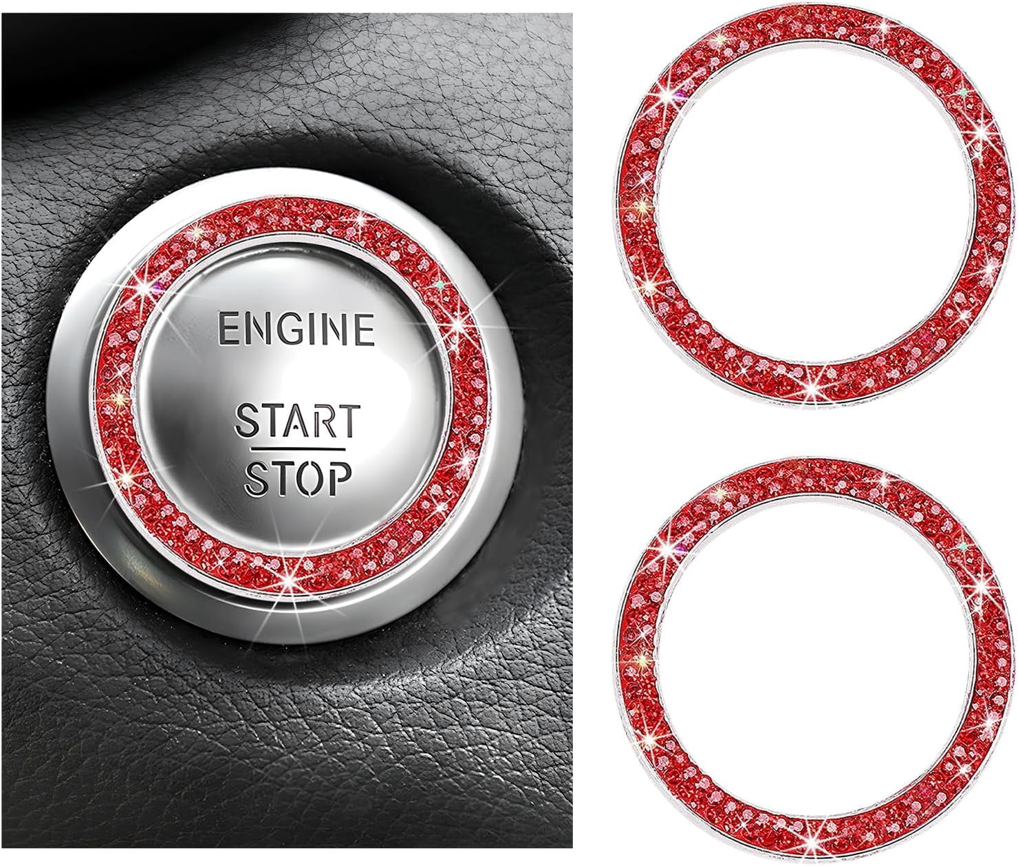 XD3-Car Bling Engine Start Ring Decal, Sparkling Rhinestone Vehicle ...