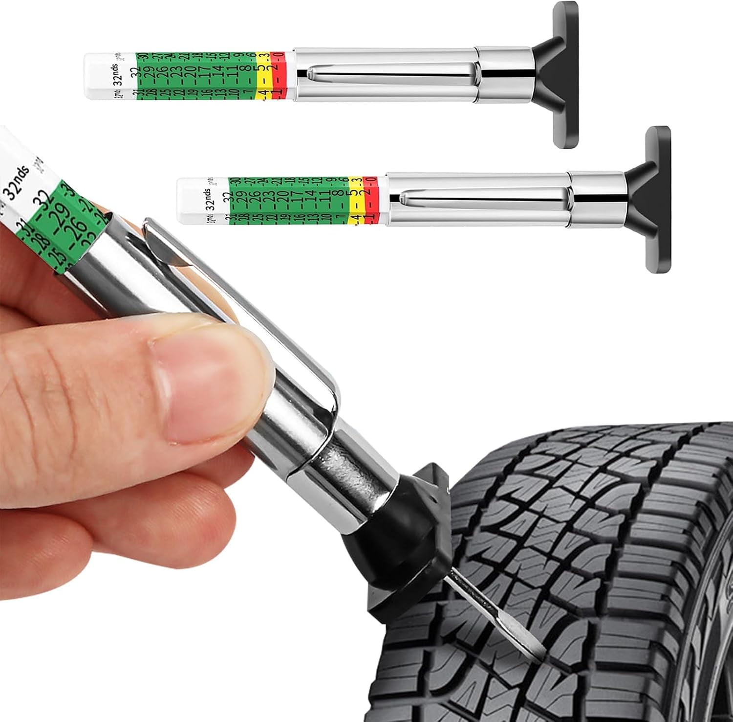 XD3-Car Tire Tread Depth Gauge, Universal Tire Gauge with Six-Sided ...