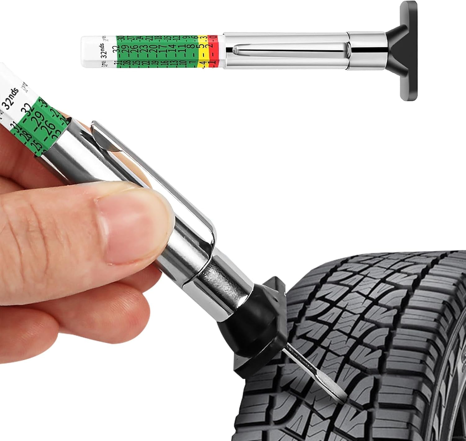 XD3-Car Tire Tread Depth Gauge, Universal Tire Gauge with Six-Sided ...