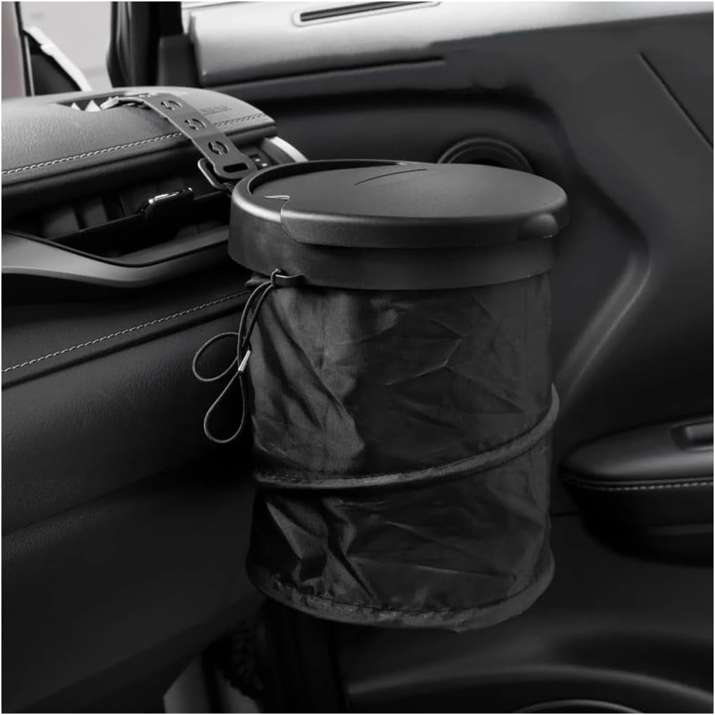 XD3-Car Trash Can with Lid, Foldable Polyester Pop-Up Auto Trash Can ...