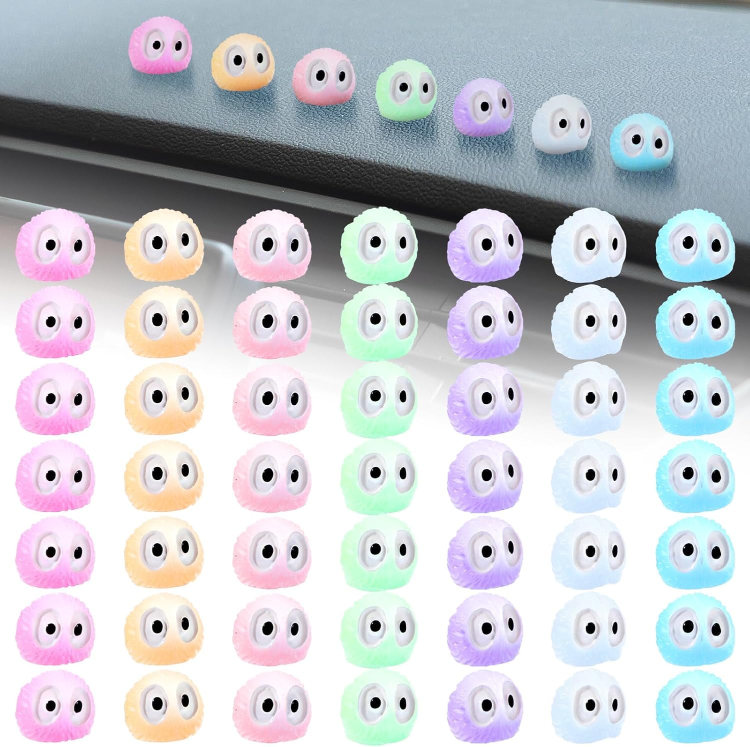 XD3-Cute Luminous Soot Sprites 49Pcs Automotive Interior Decoration Car ...