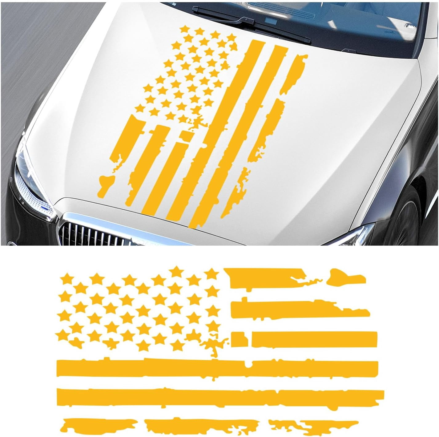 XD3-Distressed American Flag Sticker, 16.9" × 30.7" Old Glory Grunge ...