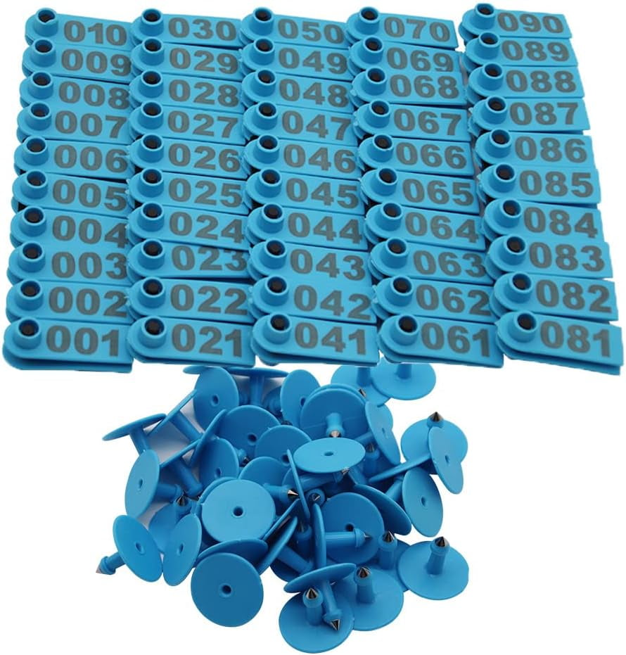 XD3-Ear Tags 001-100 Number Plastic Livestock Ear Tag Marker for Sheep ...