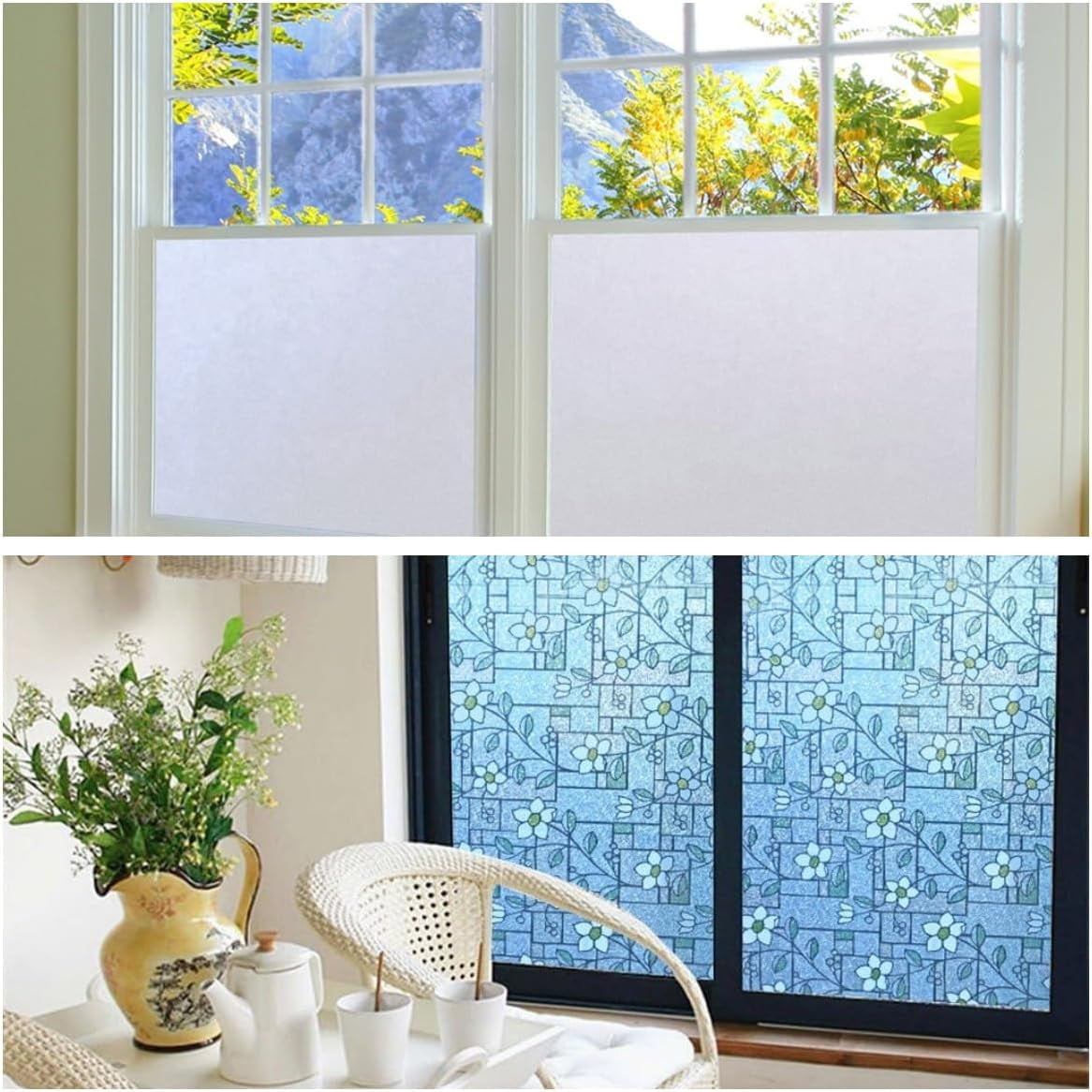 XD3-Glass Window Film Color Flower Pattern Privacy Window Film ...