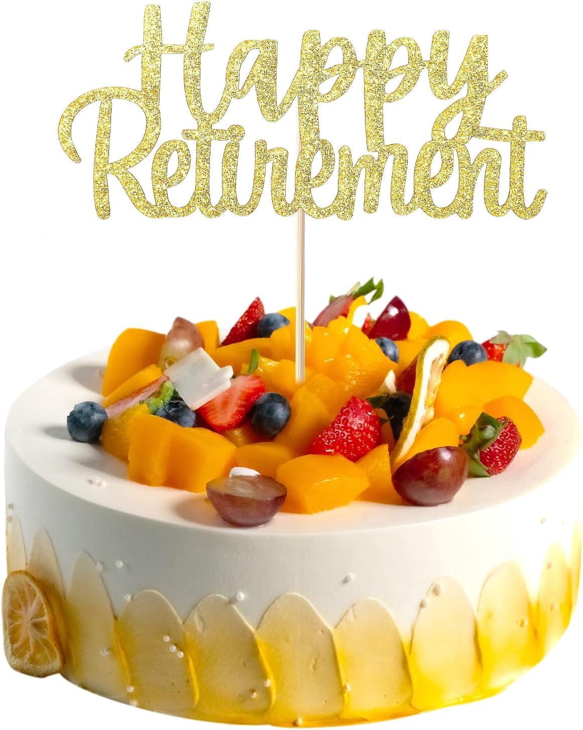 XD3-Gold Glitter Happy Retirement 2 Pcs Cake Topper Decoration Picks ...