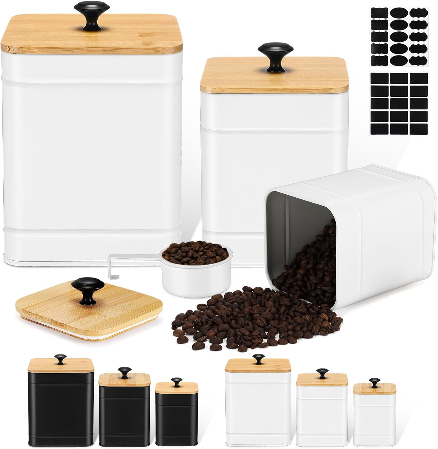 XD3-Kitchen Canisters for Countertop Set of 3 Metal Canisters Sets with ...