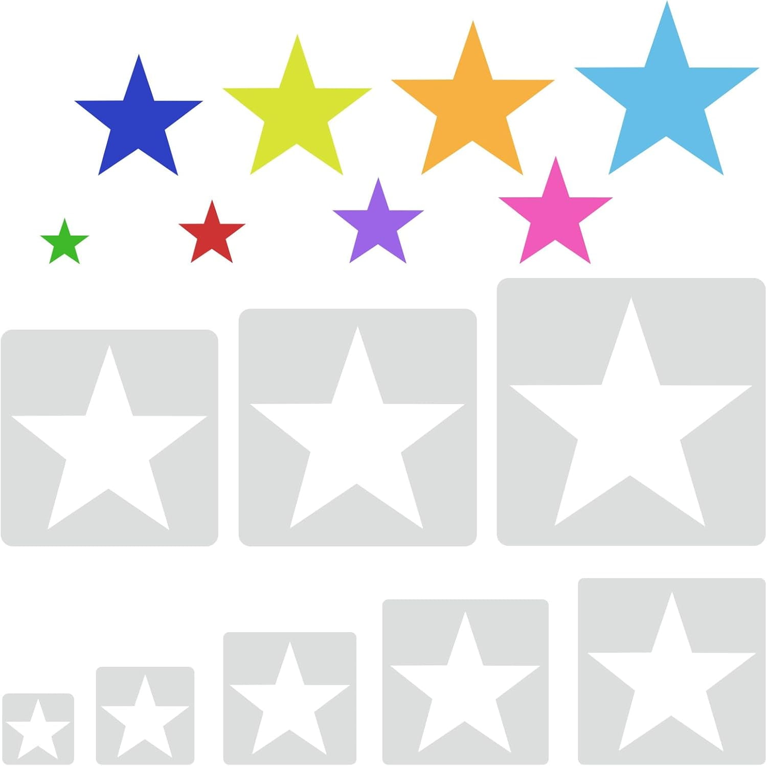 XD3-Large Star Stencil 8 Pcs Different Sizes Template Spraying Pattern ...