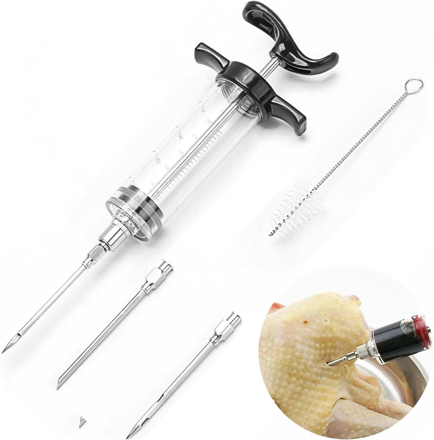 XD3-Meat Injector,1-oz Plastic BBQ Marinade Turkey Injector Kit,3 ...