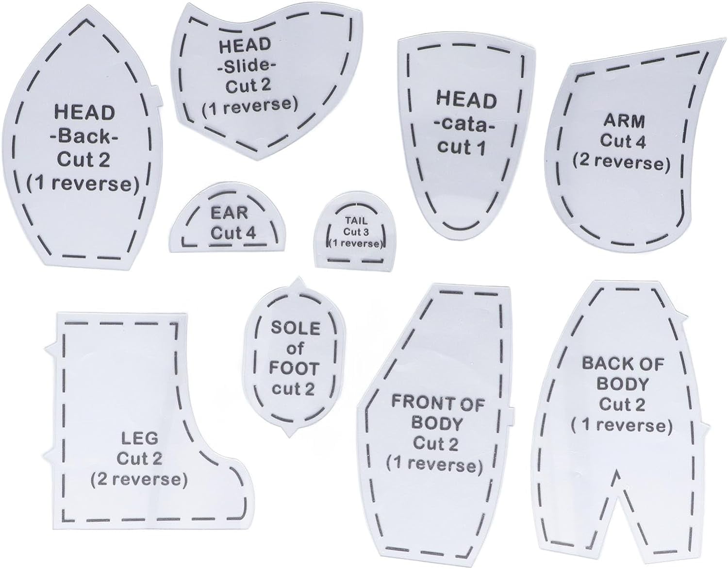 XD3-Memory Bear Template Ruler Set 10 PCS, Memory Bear Sewing Patterns ...