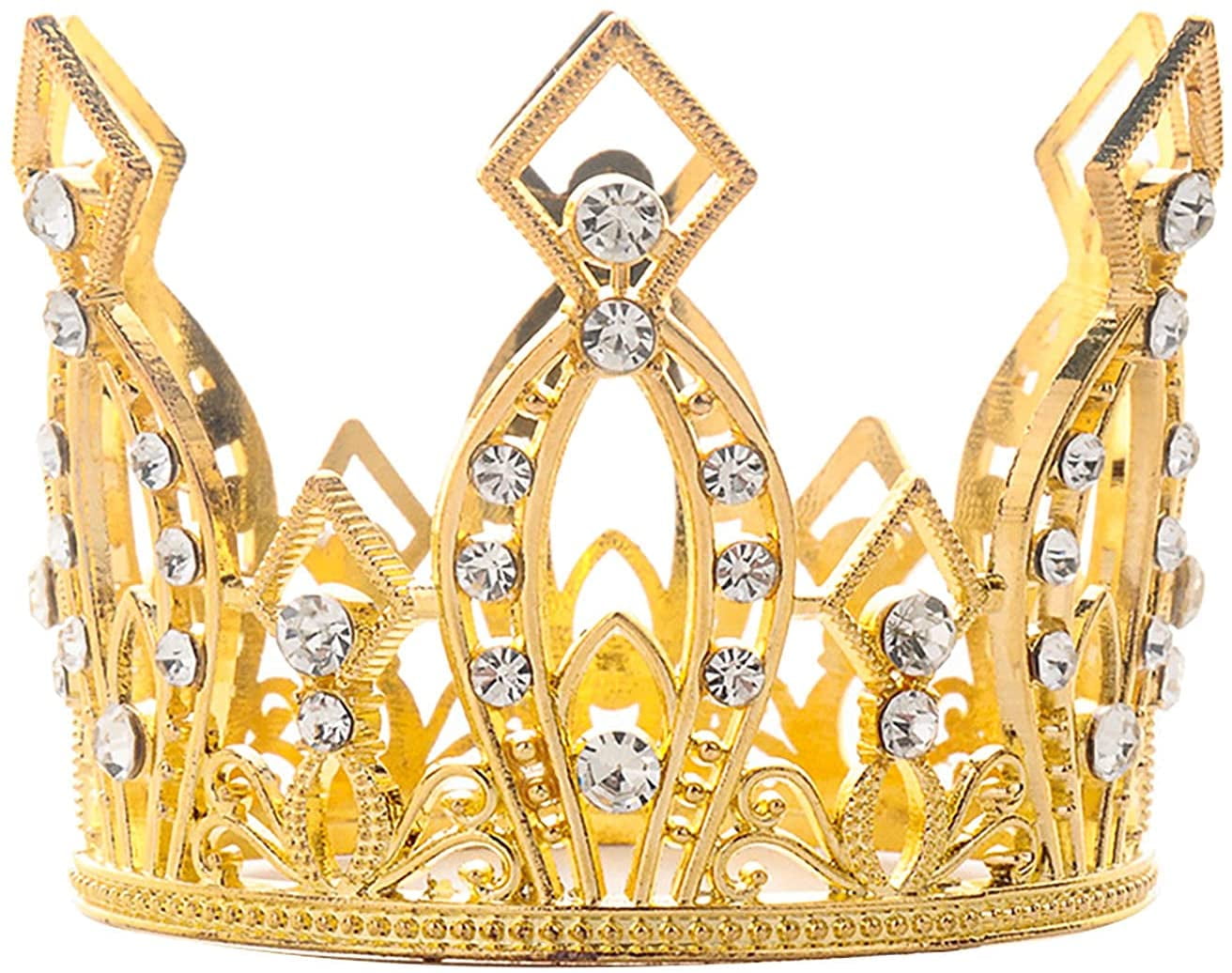 XD3-Mini Crown Cake Topper Princess and Prince Crystal Headpiece Tiara ...