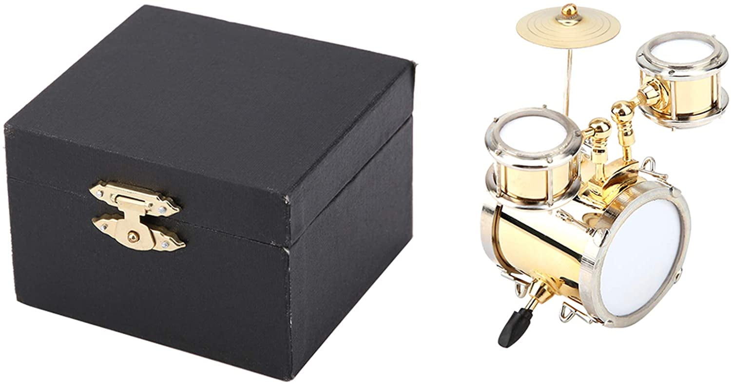 XD3-Miniature Drum Set, Mini Drum Model Brass Sculpture Musical Instrument Ornament Home ...